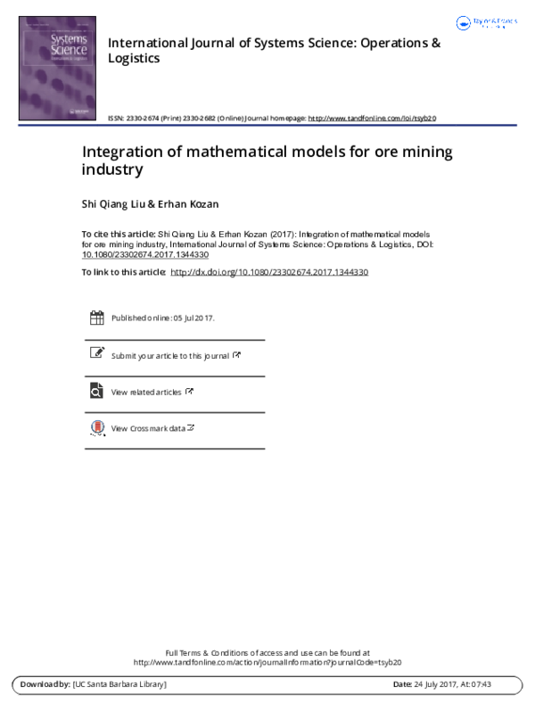 (PDF) Integration of mathematical models for ore mining industry