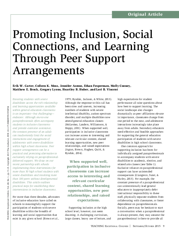 (PDF) Promoting Inclusion, Social Connections, and Learning Through ...