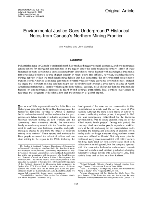 (PDF) Environmental Justice Goes Underground? Historical Notes from ...