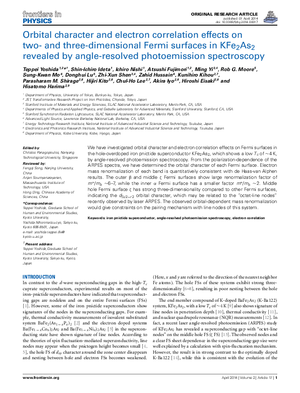(PDF) Orbital character and electron correlation effects on two- and three-dimensional Fermi ...