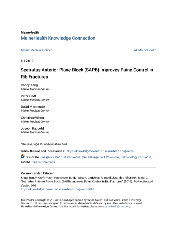 (PDF) Seerratus Anterior Plane Block (SAPB) Improves Paine Control in ...