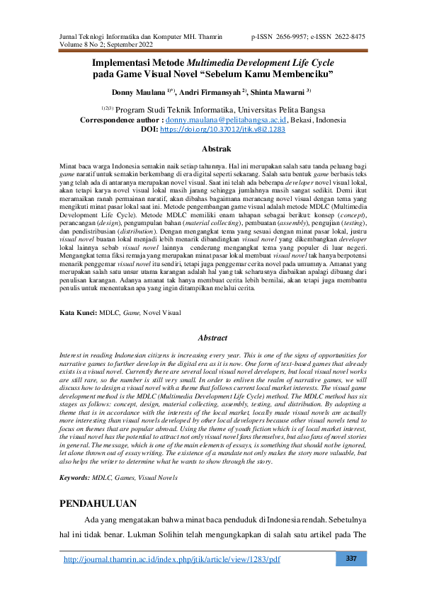 (PDF) Implementasi Metode Multimedia Development Life Cycle pada Game ...