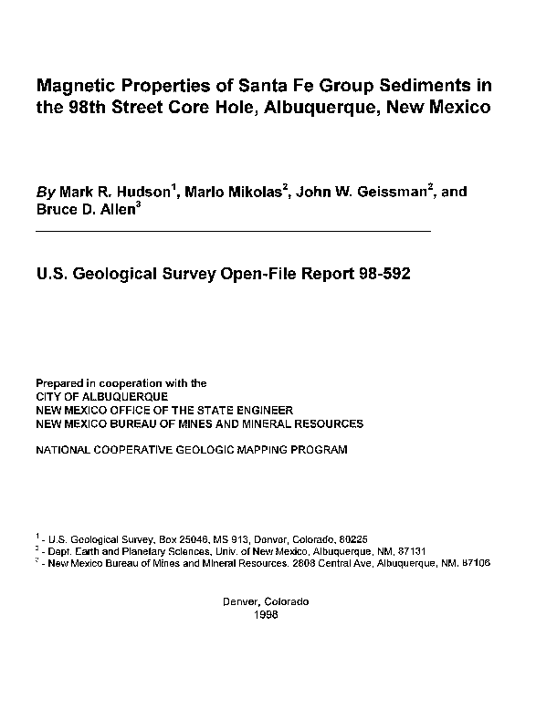 (PDF) Magnetic properties of Santa Fe Group sediments in the 98th ...