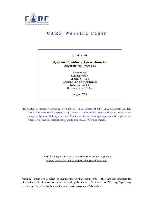(PDF) Dynamic Conditional Correlations for Asymmetric Processes