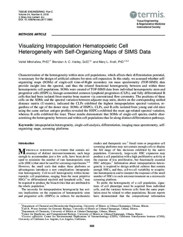 Visualizing Intrapopulation Hematopoietic Cell Heterogeneity with Self-Organizing Maps of SIMS Data
