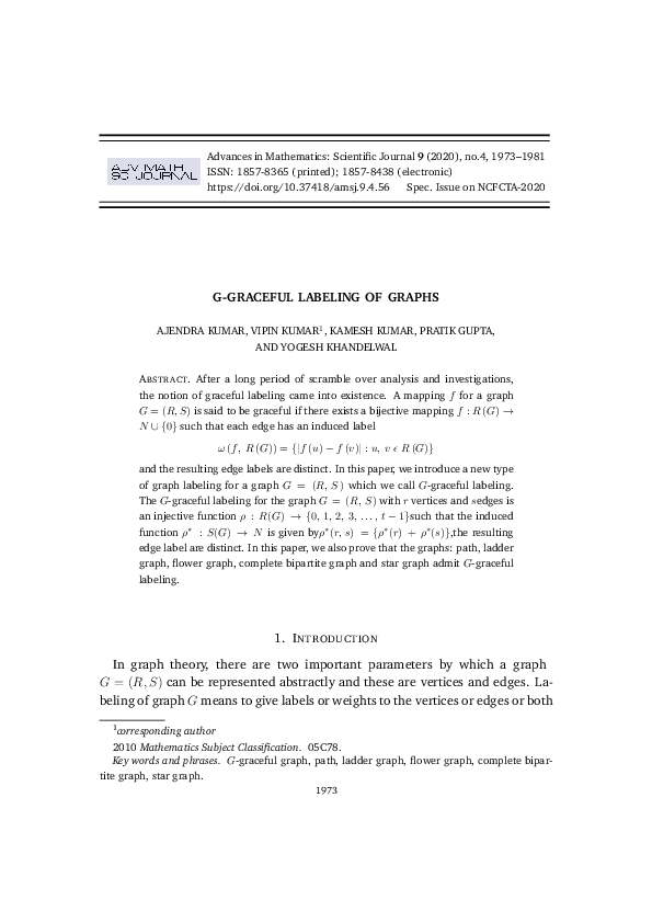 (PDF) G-Graceful Labeling of Graphs