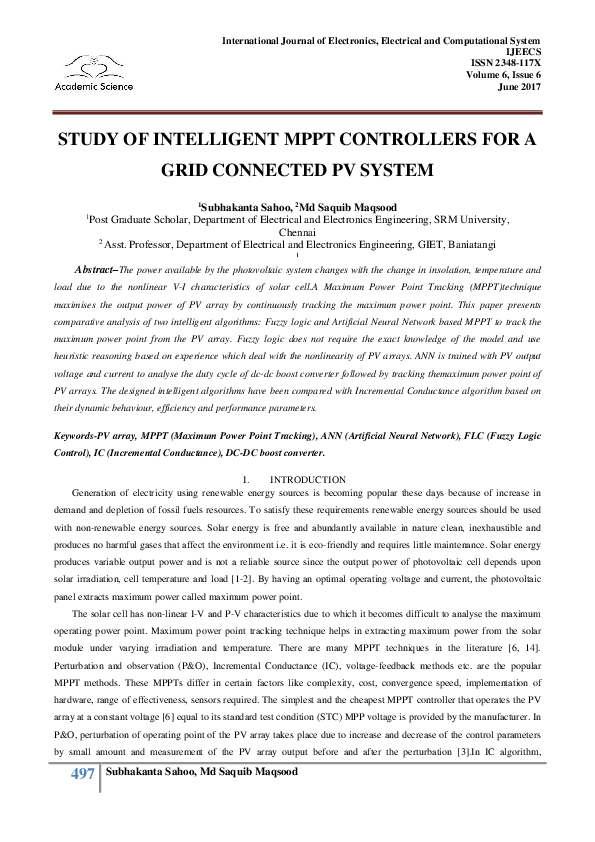(PDF) 497 Subhakanta Sahoo, Md Saquib Maqsood International Journal of Electronics, Electrical ...