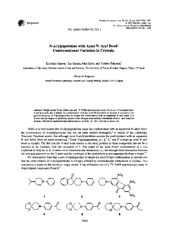 (PDF) N-Arylpiperidine with axial N-aryl bond. Conformational variation ...