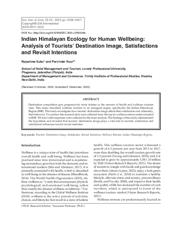 (PDF) Indian Himalayan Ecology for Human Wellbeing: Analysis of ...