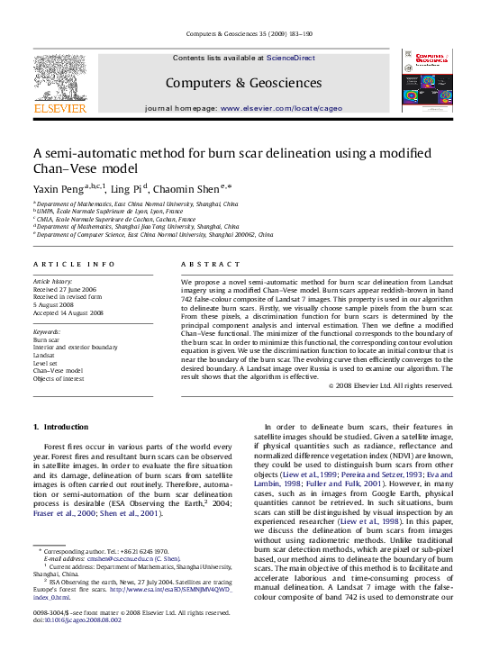 (PDF) A semi-automatic method for burn scar delineation using a modified Chan–Vese model