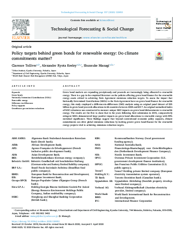 (PDF) Policy targets behind green bonds for renewable energy: Do ...