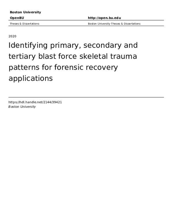 (PDF) Identifying primary, secondary and tertiary blast force skeletal ...
