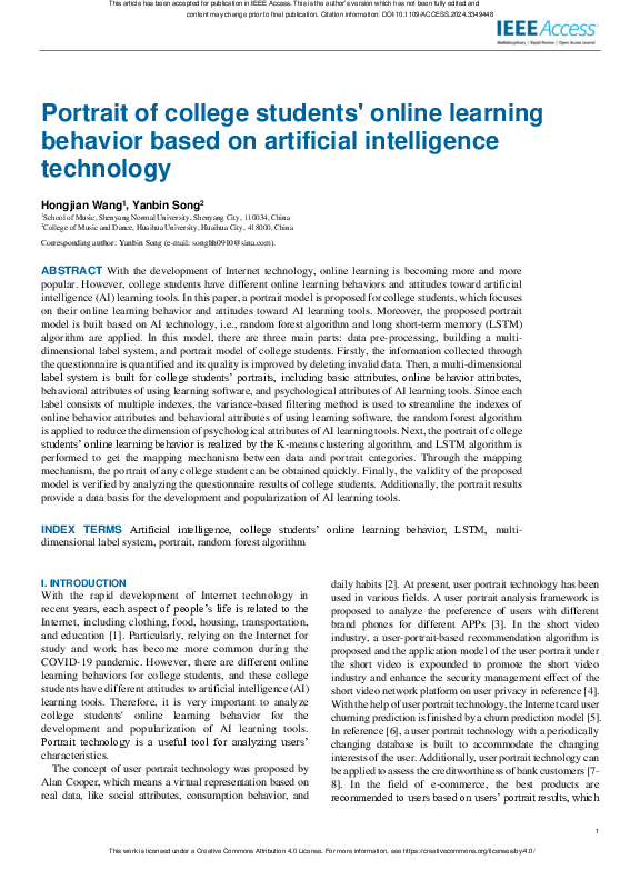 (PDF) Portrait of college students' online learning behavior based on ...