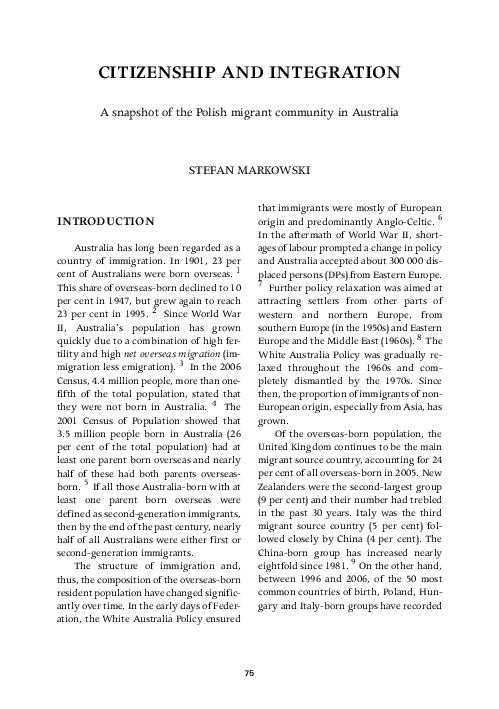 (PDF) Citizenship and integration: A snapshot of the Polish migrant ...