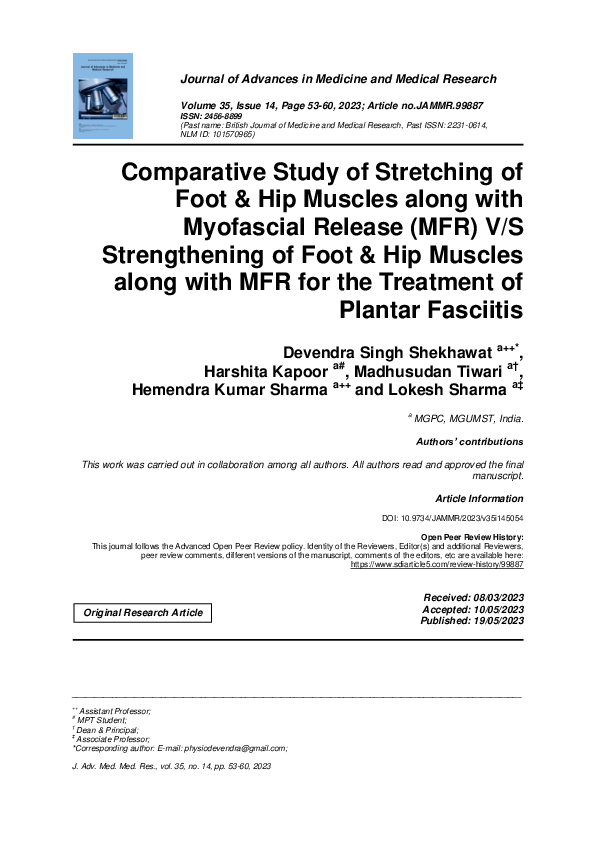 (PDF) Comparative Study of Stretching of Foot & Hip Muscles along with ...