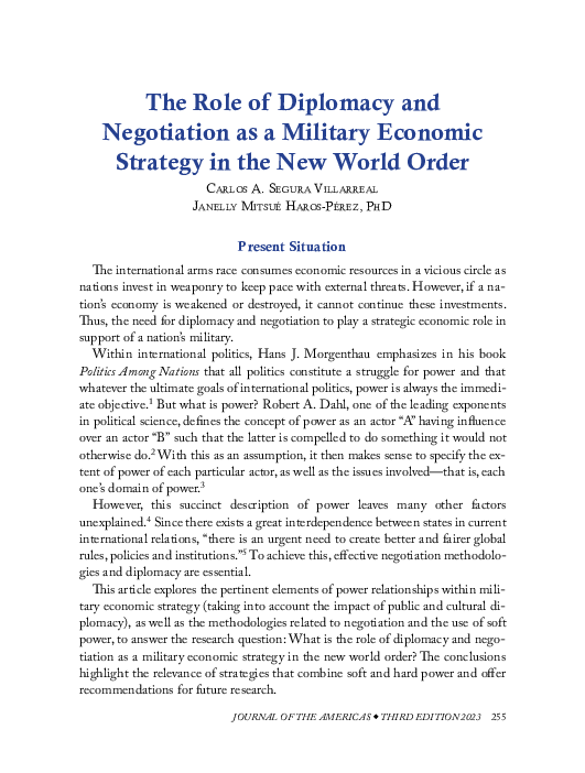 (PDF) The Role of Diplomacy and Negotiation as a Military Economic ...
