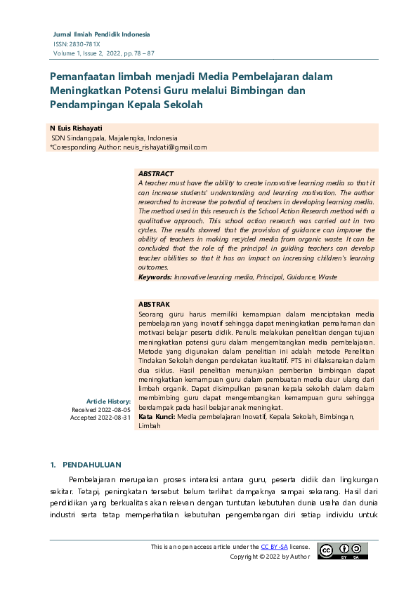 (PDF) Pemanfaatan Limbah Menjadi Media Pembelajaran Dalam Meningkatkan Potensi Guru Melalui ...