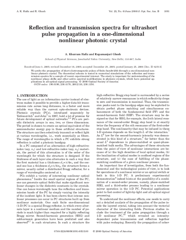 (PDF) Reflection and transmission spectra for ultrashort pulse propagation in a one-dimensional ...