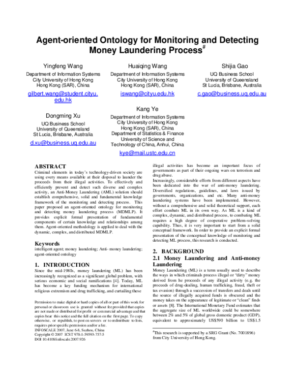 (PDF) Agent-oriented Ontology for Monitoring and Detecting Money Laundering Process