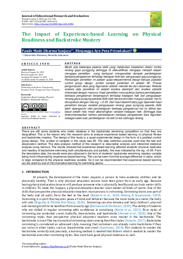 (PDF) The Impact of Experience-based Learning on Physical Readiness and ...