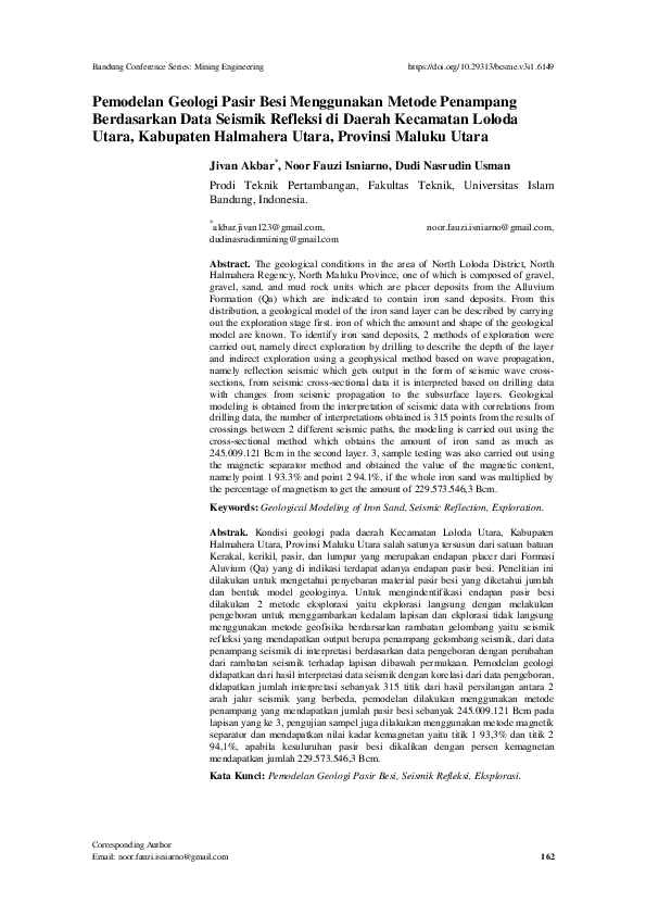 (PDF) Pemodelan Geologi Pasir Besi Menggunakan Metode Penampang Berdasarkan Data Seismik ...