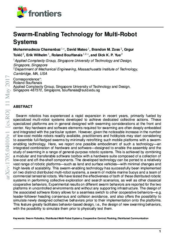 (PDF) Enabling Swarm Robotics with Modular Tech