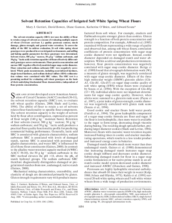 (PDF) Solvent Retention Capacities of Irrigated Soft White Spring Wheat ...
