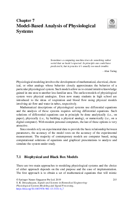 (PDF) Model-Based Analysis of Physiological Systems