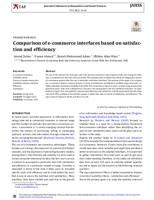 (PDF) Comparison of e-commerce interfaces based on satisfaction and ...