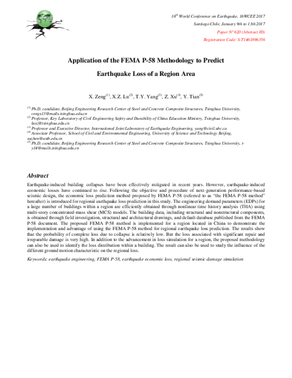 (PDF) Application of the FEMA P-58 Methodology to Predict Earthquake ...