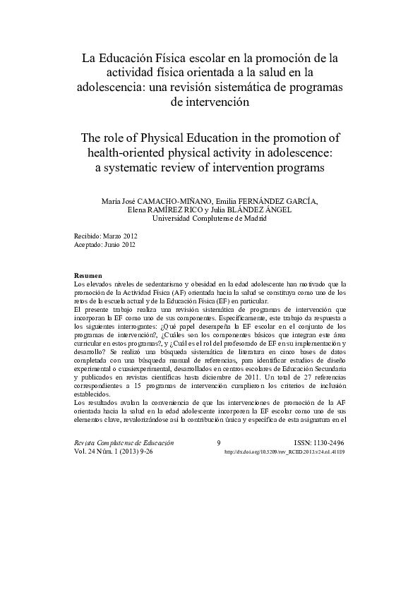 (PDF) The role of Physical Education in the promotion of health-oriented physical activity in ...