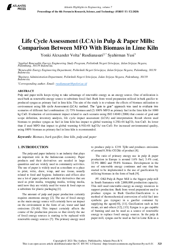 (PDF) Life Cycle Assessment (LCA) in Pulp & Paper Mills: Comparison ...
