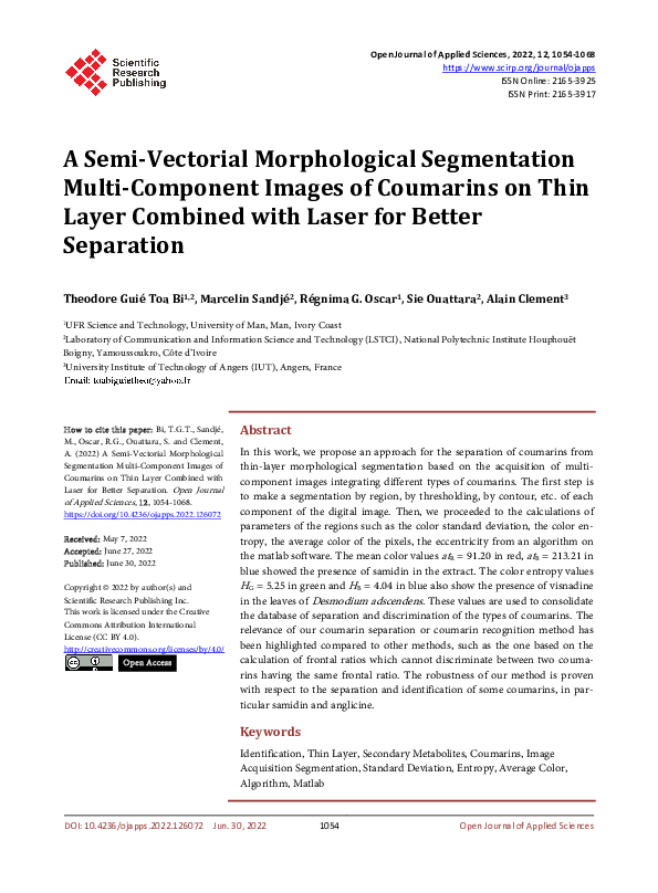(PDF) A Semi-Vectorial Morphological Segmentation Multi-Component Images of Coumarins on Thin ...