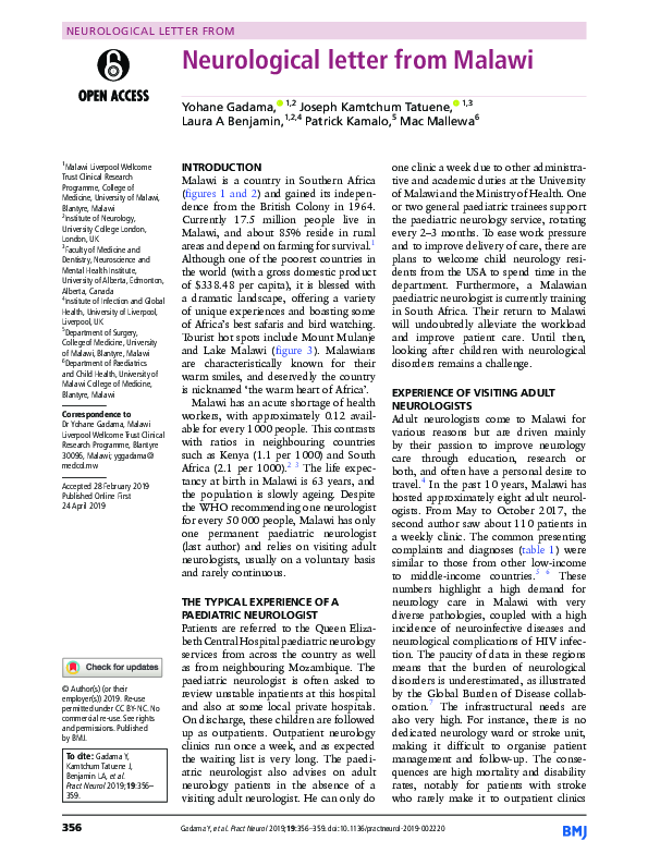 (PDF) Neurological letter from Malawi