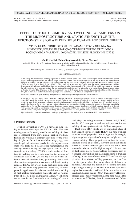 (PDF) Effect of tool geometry and welding parameters on the ...
