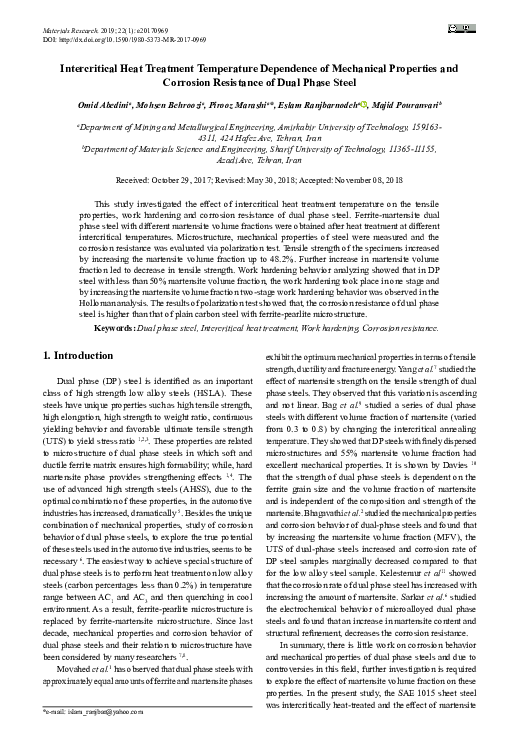 (PDF) Intercritical Heat Treatment Temperature Dependence of Mechanical Properties and Corrosion ...