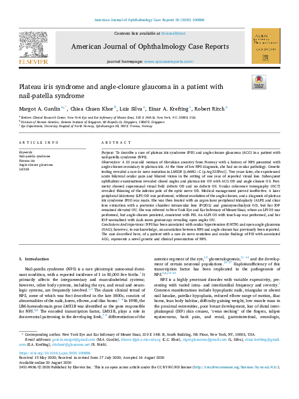 (PDF) Plateau iris syndrome and angle-closure glaucoma in a patient ...