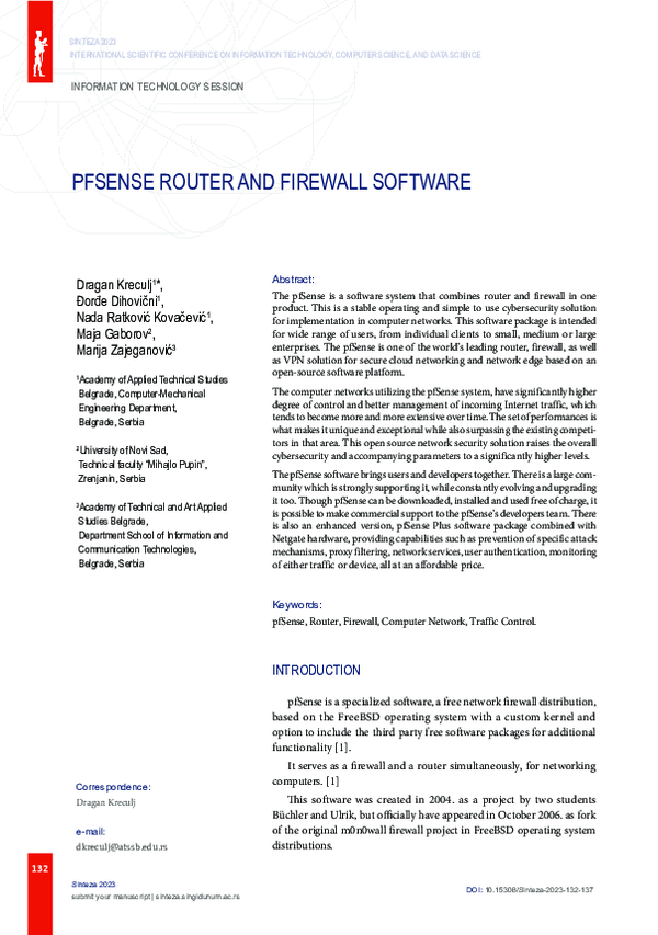 (PDF) pfSense Router and Firewall Software