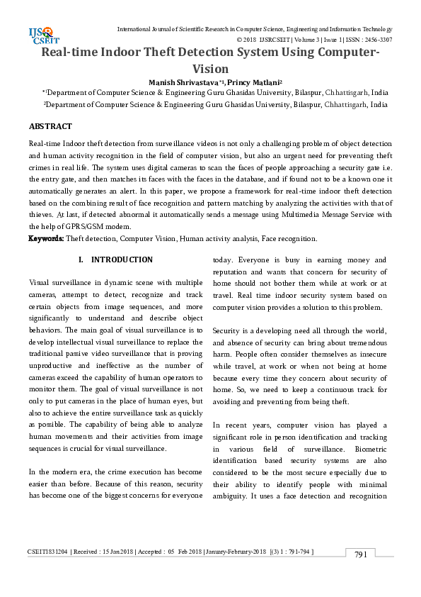 Pdf Real Time Indoor Theft Detection System Using Computer Vision Dr Princy Matlani