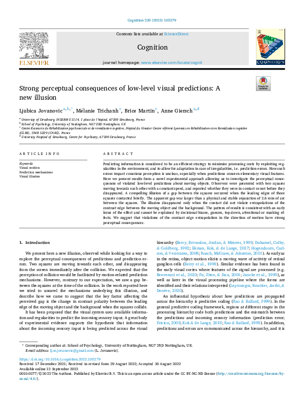 (PDF) Strong perceptual consequences of low-level visual predictions: A ...