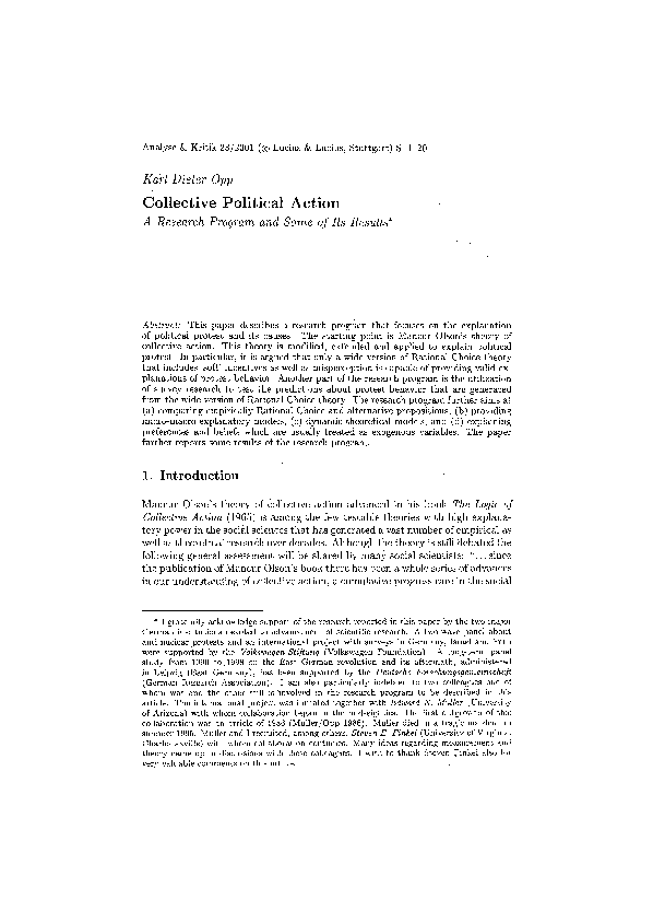 (PDF) Collective Political Action