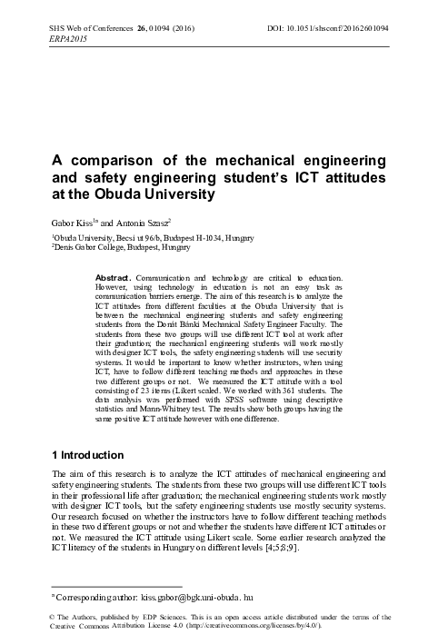 (PDF) A Comparison of the mechanical engineering and safety engineering ...