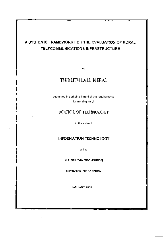 A systematic framework for the evaluation of rural telecommunications ...