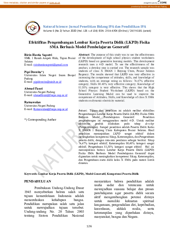 (PDF) Efektifitas Pengembangan Lembar Kerja Peserta Didik (LKPD) Fisika SMA Berbasis Model ...