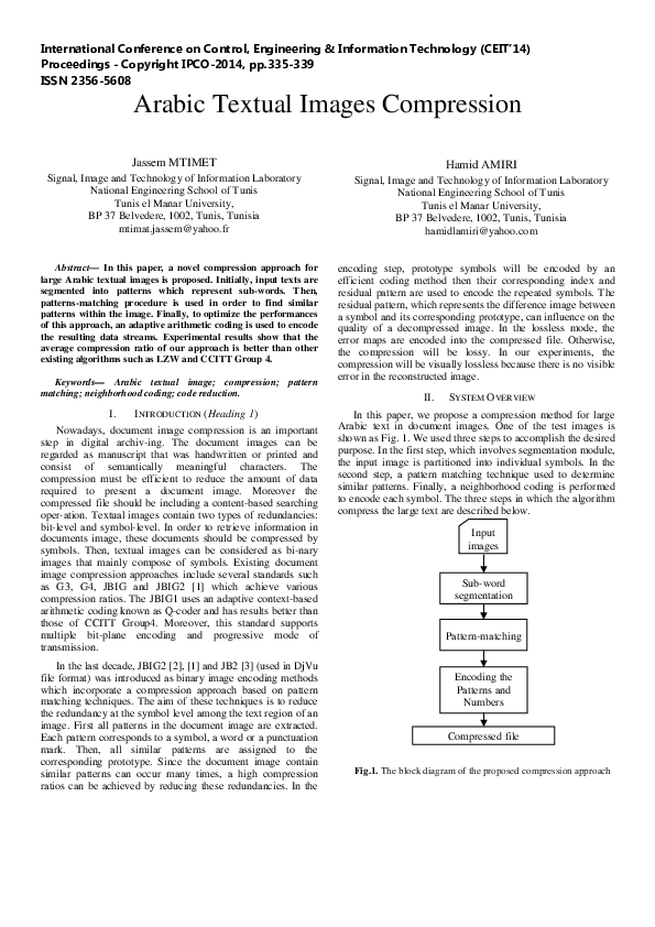 Pdf Arabic Textual Images Compression