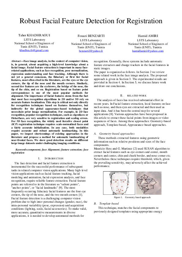 (PDF) Robust Facial Feature Detection for Registration | Hamid Amiri ...