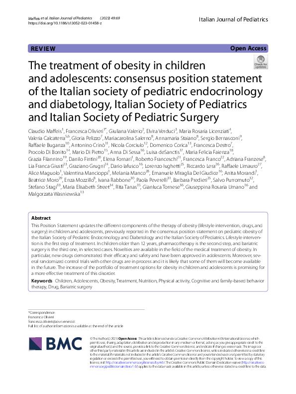 (PDF) The treatment of obesity in children and adolescents: consensus position statement of the ...