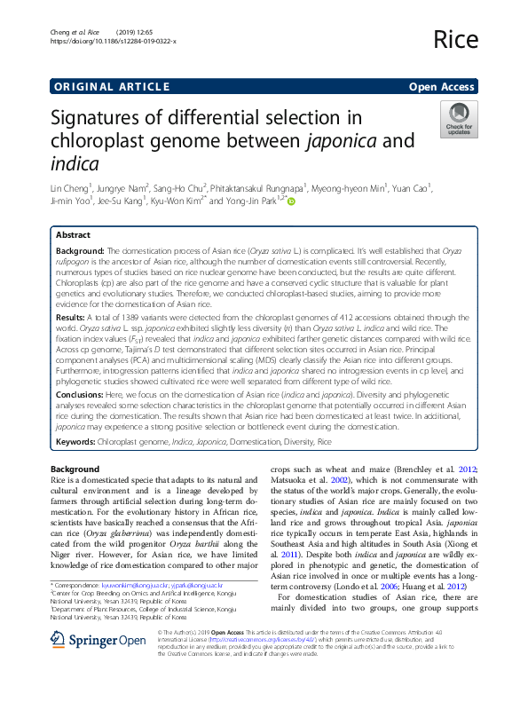 (PDF) Signatures of differential selection in chloroplast genome ...