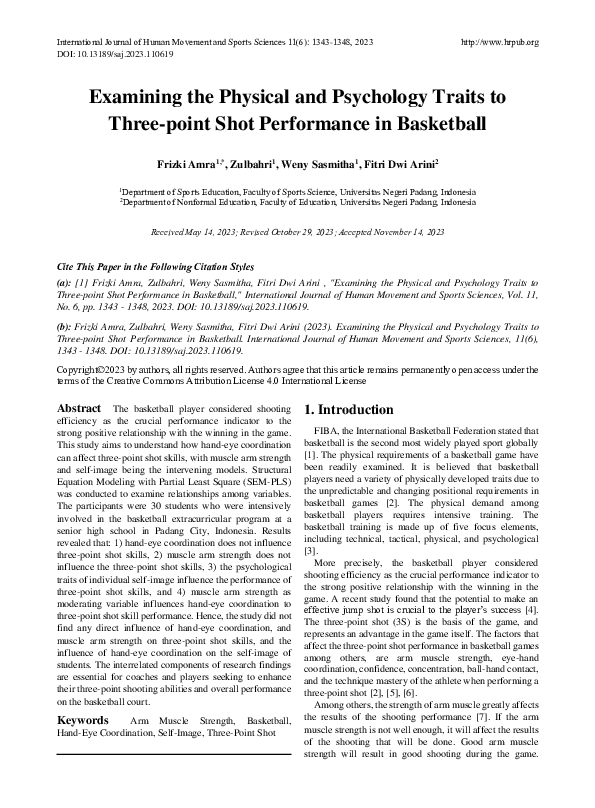 (PDF) Examining the Physical and Psychology Traits to Three-point Shot ...