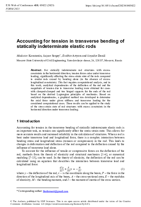 (PDF) Accounting for tension in transverse bending of statically ...